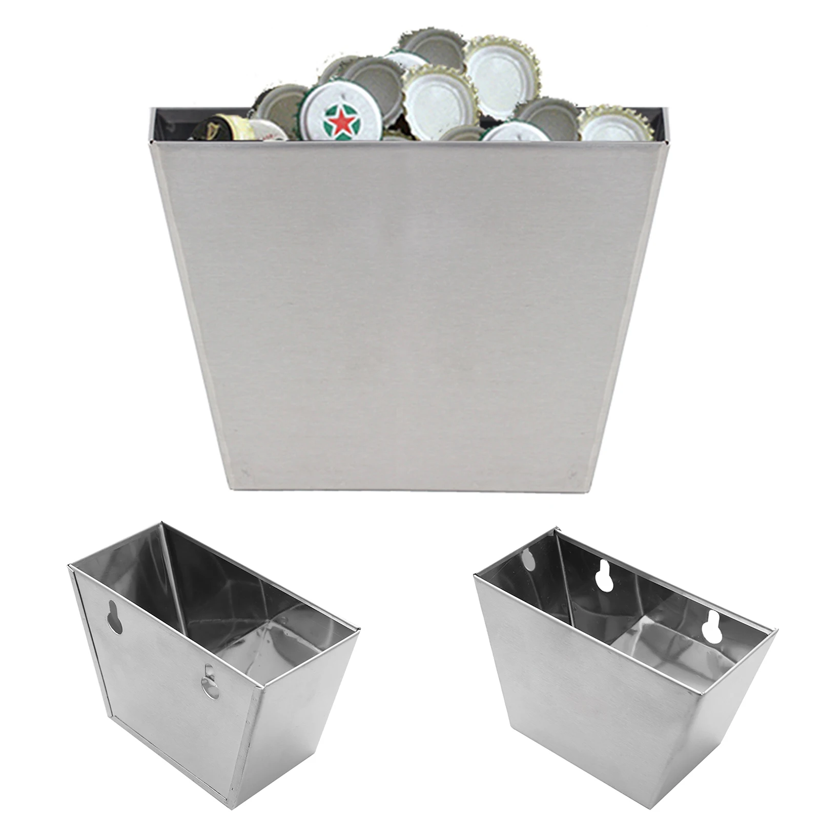 Stainless-Bar-Wall-Mount-Bottle-Beer-Opener-Tool-Organizer-Cap-Catcher ...