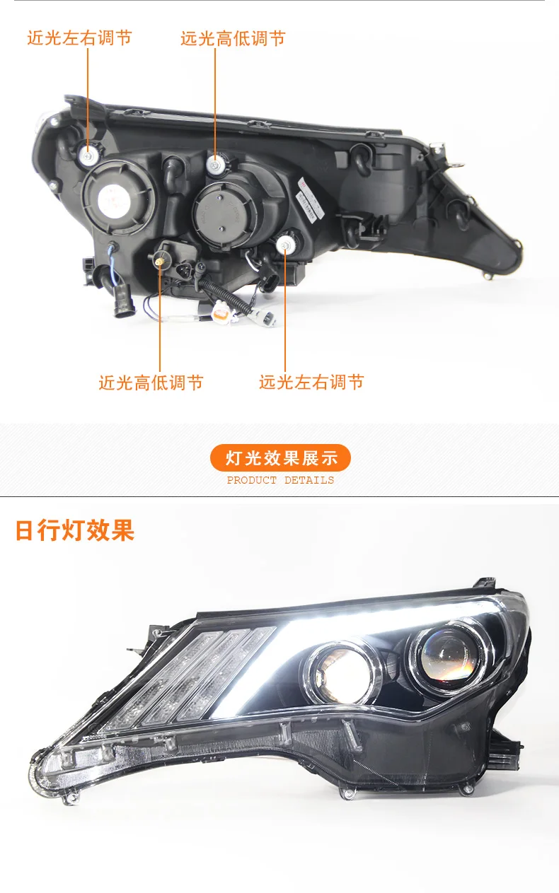 Car Lights For Toyota Rav4 Led Headlight 2014-2017 Rav4 Head Lamp Light Front Signal Drl Hid Bi ...