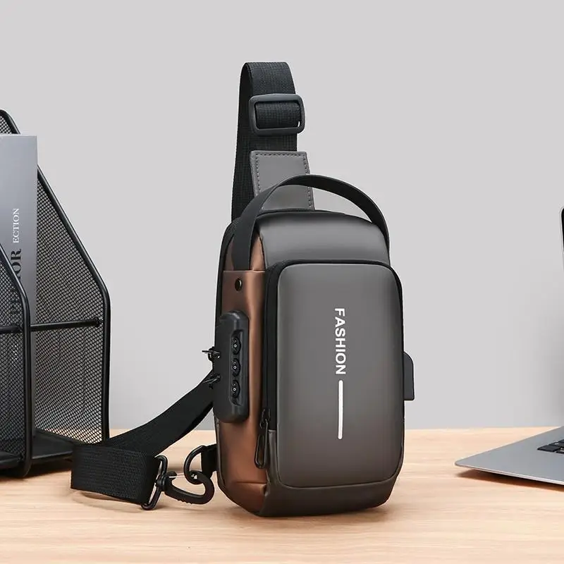Password Lock Fashionable Chest Bag For Men Large Capacity Portable ...