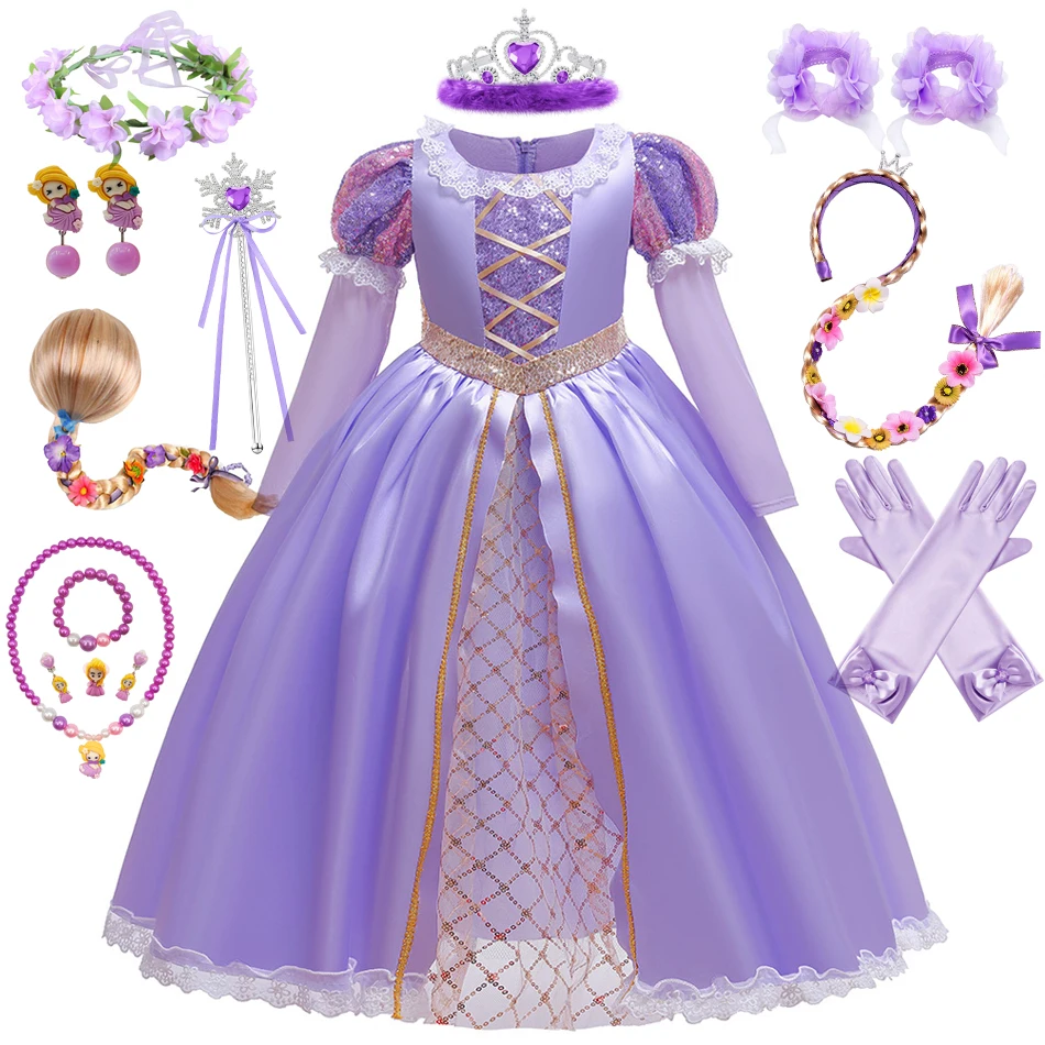 Rapunzel-Dress-Up-Dress-Girls-Tangled-Cosplay-Prop-Costumes-Kids ...