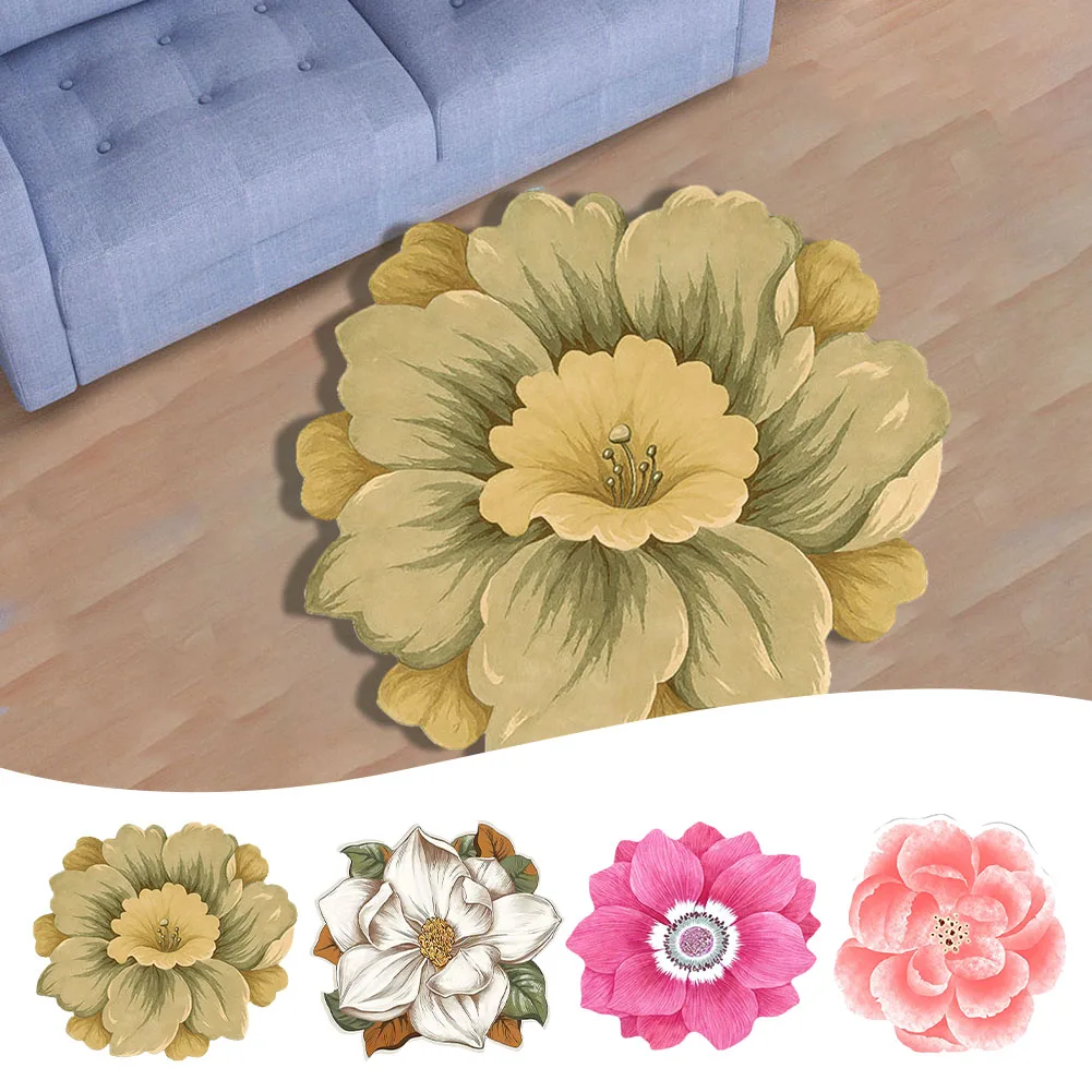 Flower-Shaped-Carpet-Chinese-Style-Lotus-Floor-Mat-Bedroom-Bedside ...