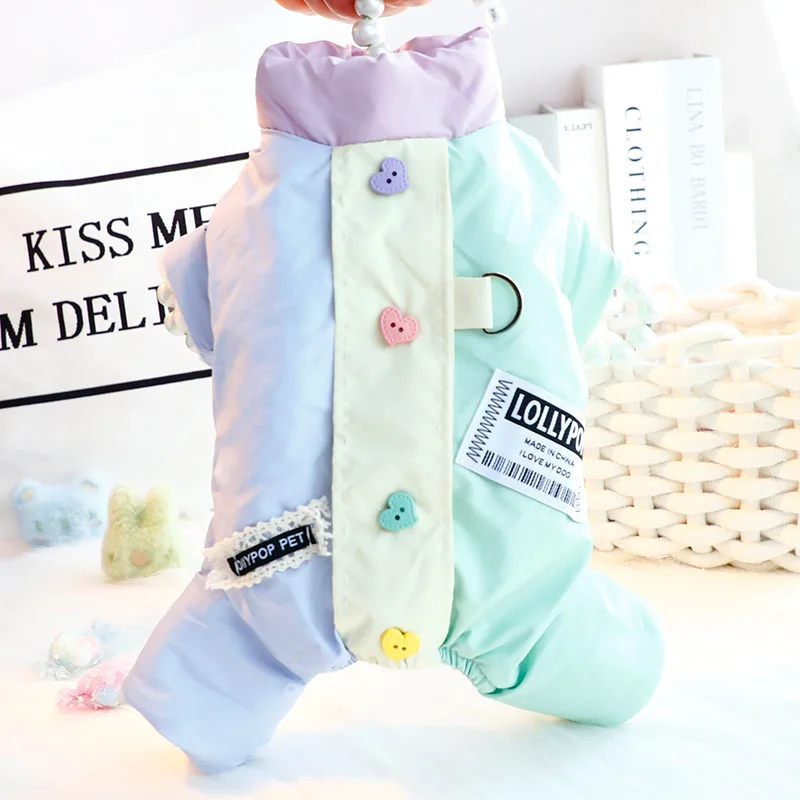 Inter Dog Clothes Thick Warm Four-legged Cotton Coat Colorful Cute ...