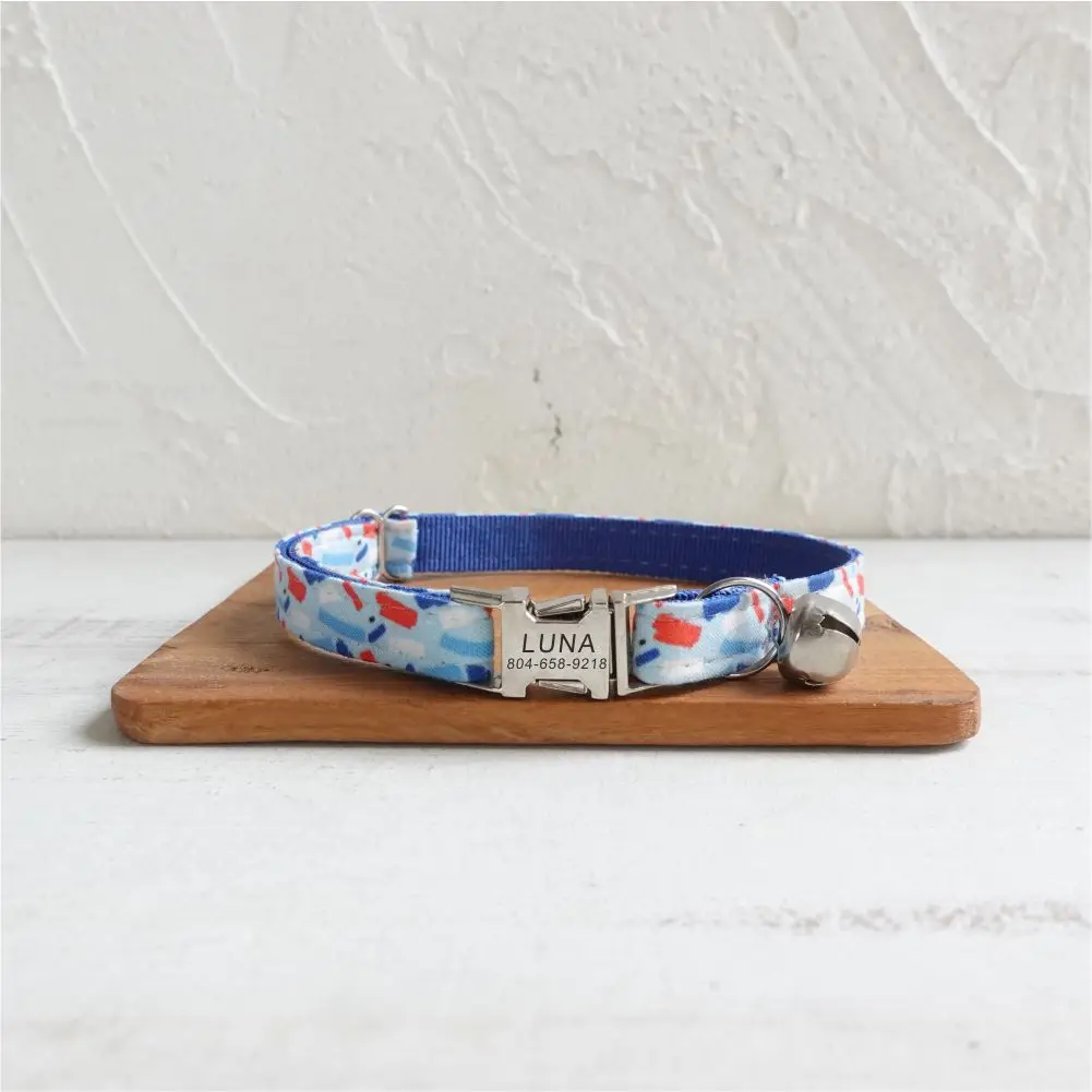 Personalized-Cat-Collar-Customized-Nameplate-ID-Metal-Buckle-Adjustable ...