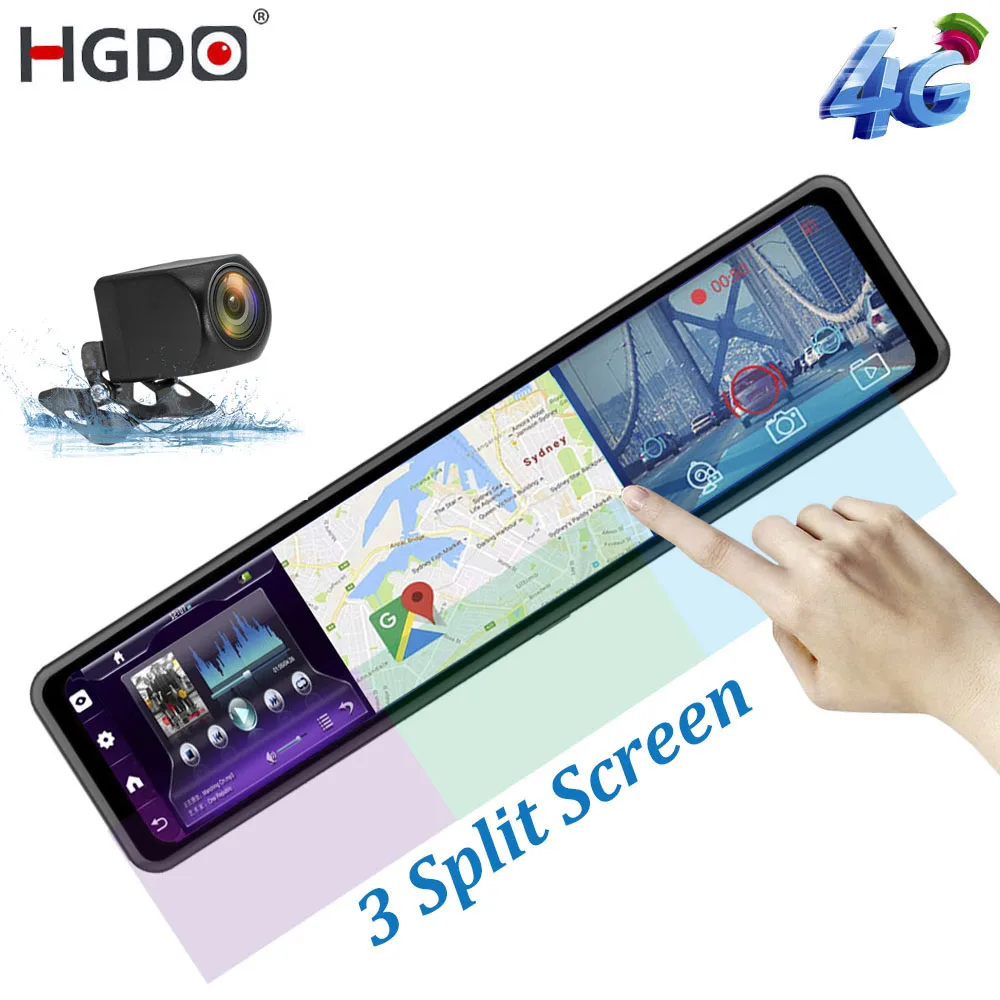 2020 Hgdo 12'' 4g Car Dvr Camera Android 8.1 Rear View Mirror 1080p ...