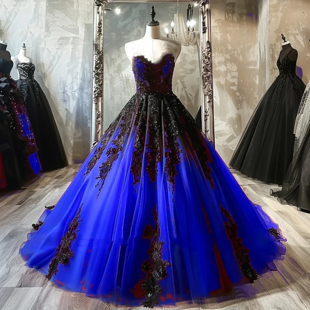 Royal Blue And Red Dress