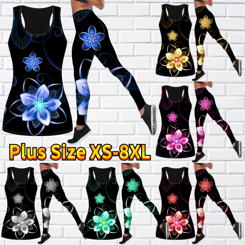 Women-s-Yoga-Set-Women-s-Sparkling-Flower-Printed-Tights-Fitness ...