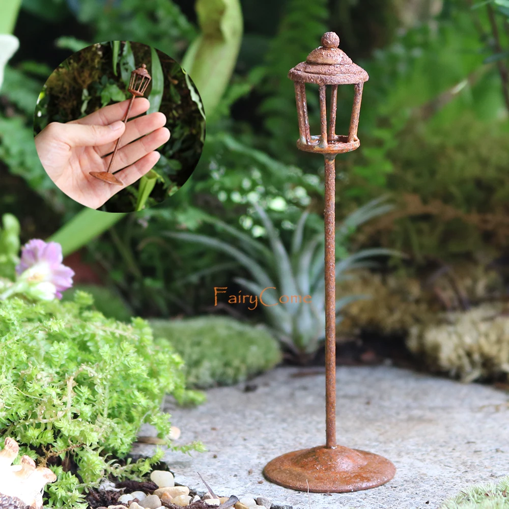 Miniature Rusty Street Lamp Metal Iron Fairy Garden Dollhouse Vintage ...