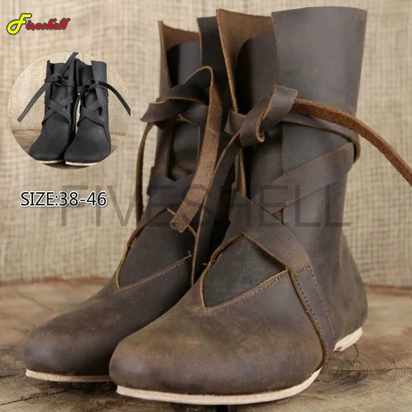 Zapatos-medievales-de-princesa-Noble-para-hombre-y-mujer-botas-de-cuero ...