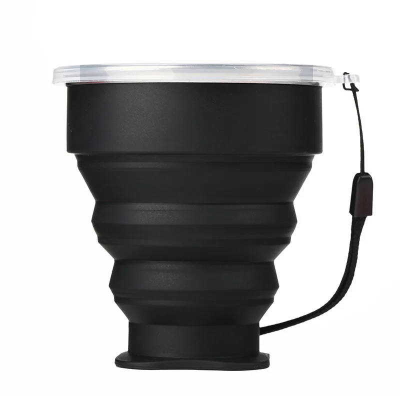 Portable Silicone Retractable Folding Cup Outdoor With Cover Coffee ...