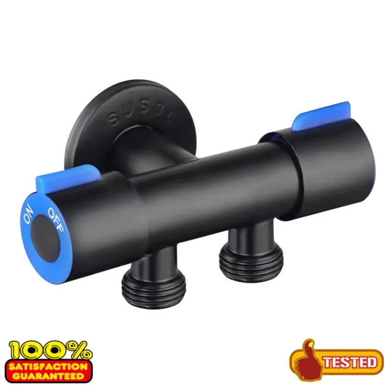 Bathroom-Black-Stainless-Steel-Double-Handle-Toilet-Faucet-Shattaf ...