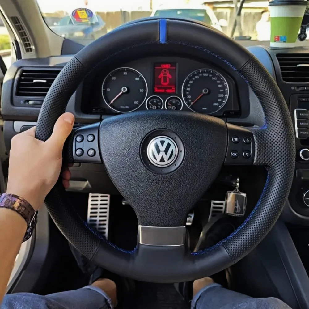 Best Custom Hand-Sewn Microfiber Leather Steering Wheel Cover for VW ...