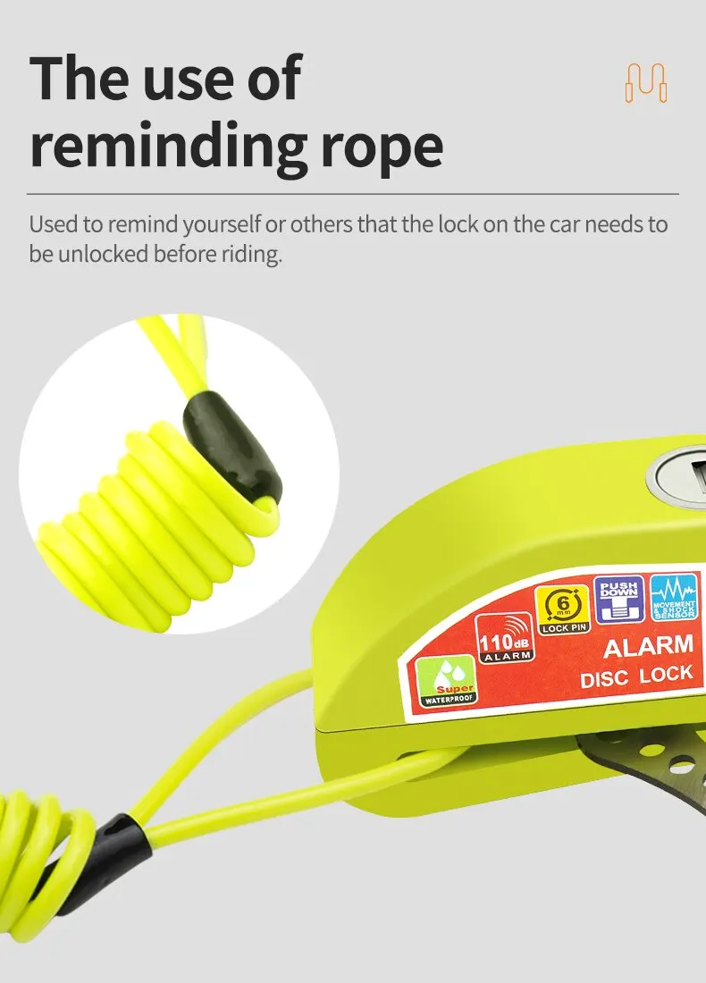 Motorcycle Accessories Motorcycle Bicycle Lock Alarm Safety Protection ...