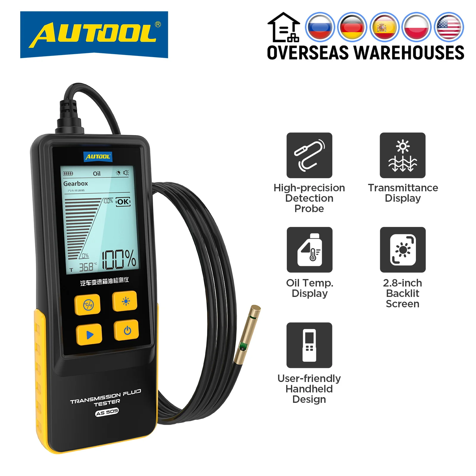 AUTOOL AS505 Car Transmission Fluid Tester ATF Exchanger Gearbox Oil ...