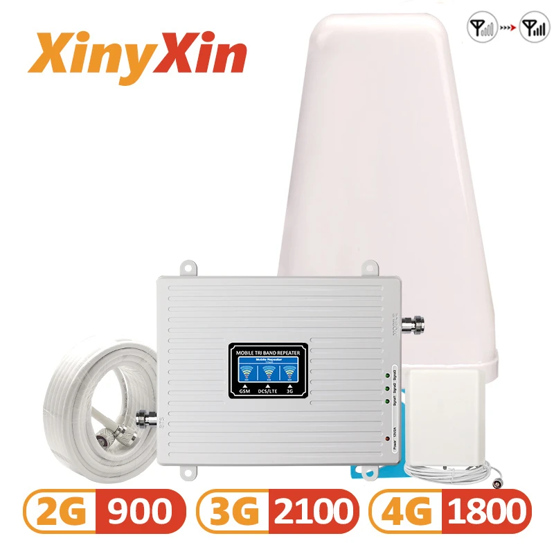 Tri Band Repeater 4g 3g 2g Cellular Signal Amplifier Gsm 900 Dcs Lte 1800 Wcdma 2100 Mhz Mobile ...