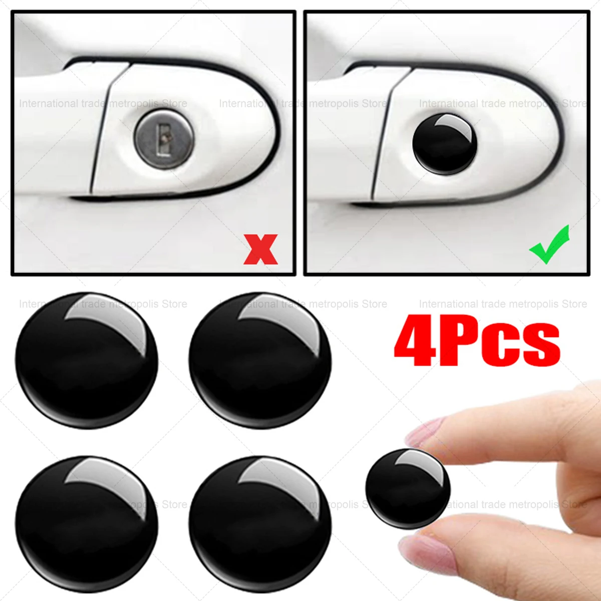 4pcs Car Door Keyhole Stickers Universal Auto Door Lock Protection Self ...