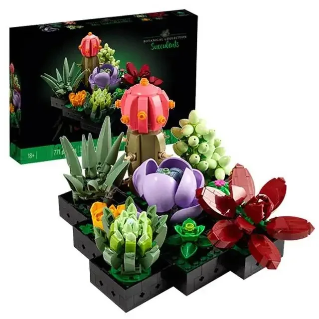 Miniso-Disney-771pcs-Succulents-Flowers-Bouquets-Building-Blocks-Bonsai ...