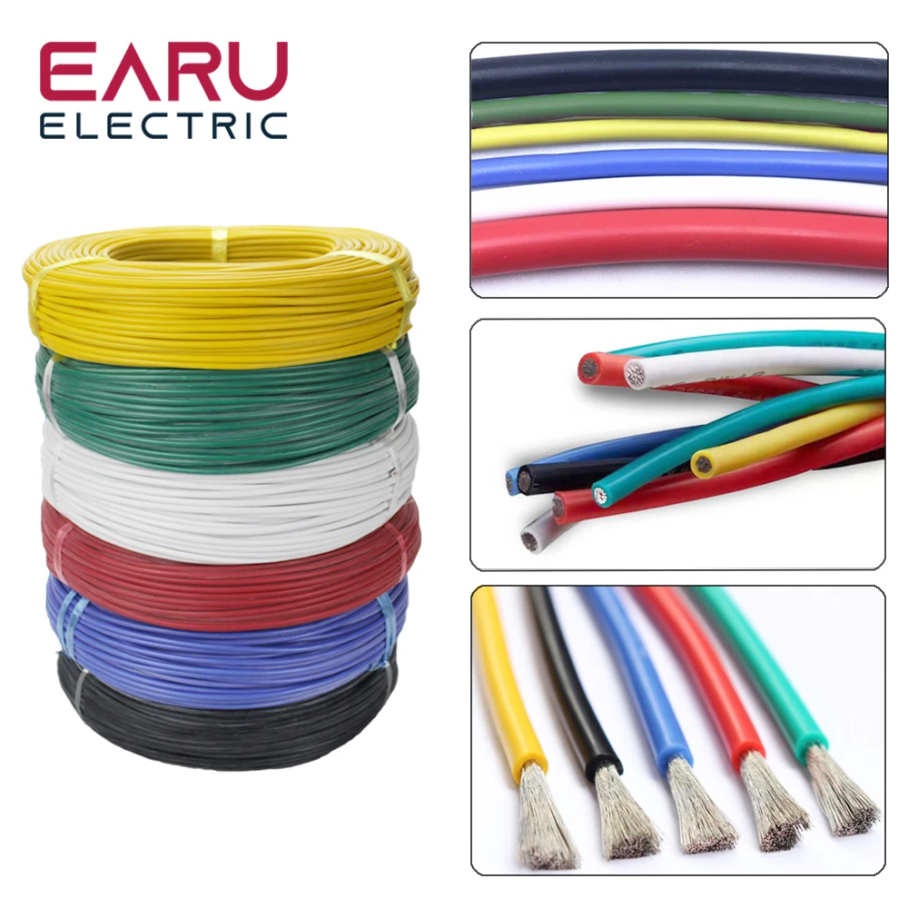 Earu 100-400M Heat-resistant Soft Electrical Silicone Wire Cable 8 10 12 14 16 18 20 22 24 26 28 ...