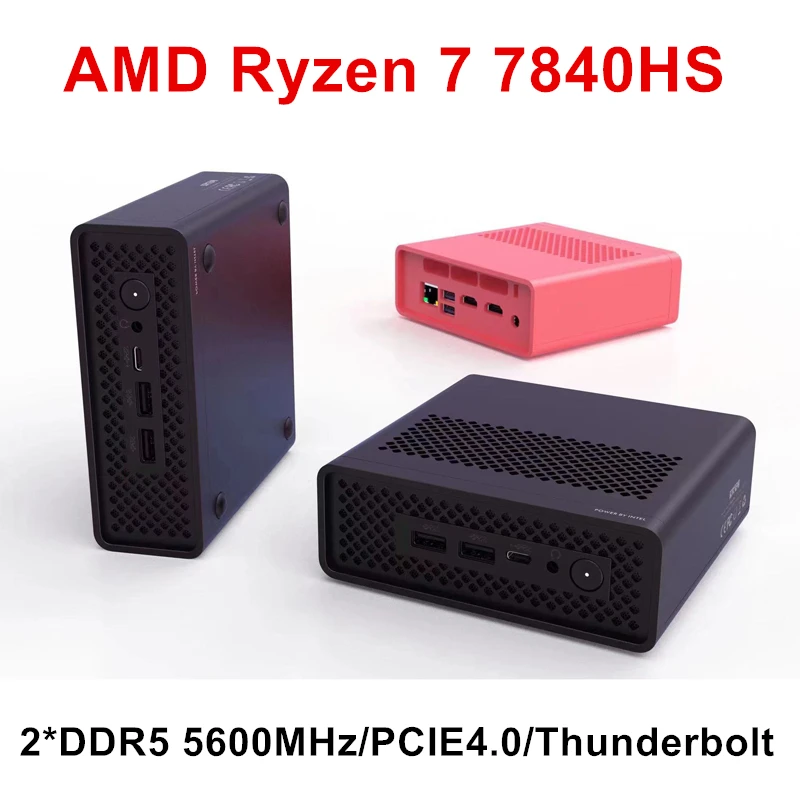 Topton 미니 PC 게이머, AMD Ryzen 7 7840HS, 2 * DDR5, 5600MHz, PCIE4.0, USB4.0, 썬더볼트 4, 윈도우 11, 휴대용 미니 ...