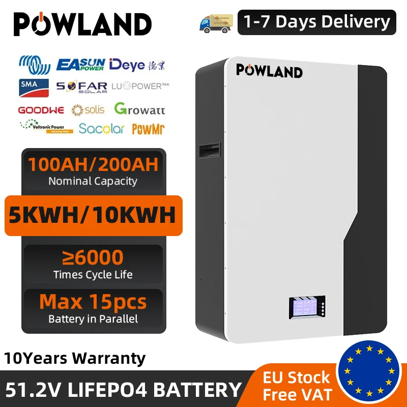 POWLAND-48V-Powerwall-51-2V-200Ah-100Ah-LiFePO4-Battery-6000-Cycle-CAN ...