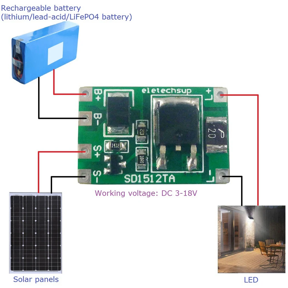 Automatic-Solar-Panel-Battery-Charger-Circuit-Board-Night-Light-LED ...