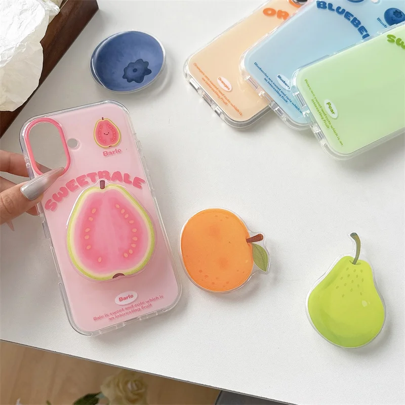 Summer Cute Pear Orange Fruit Stand Holder for iPhone 16 Pro Samsung ...
