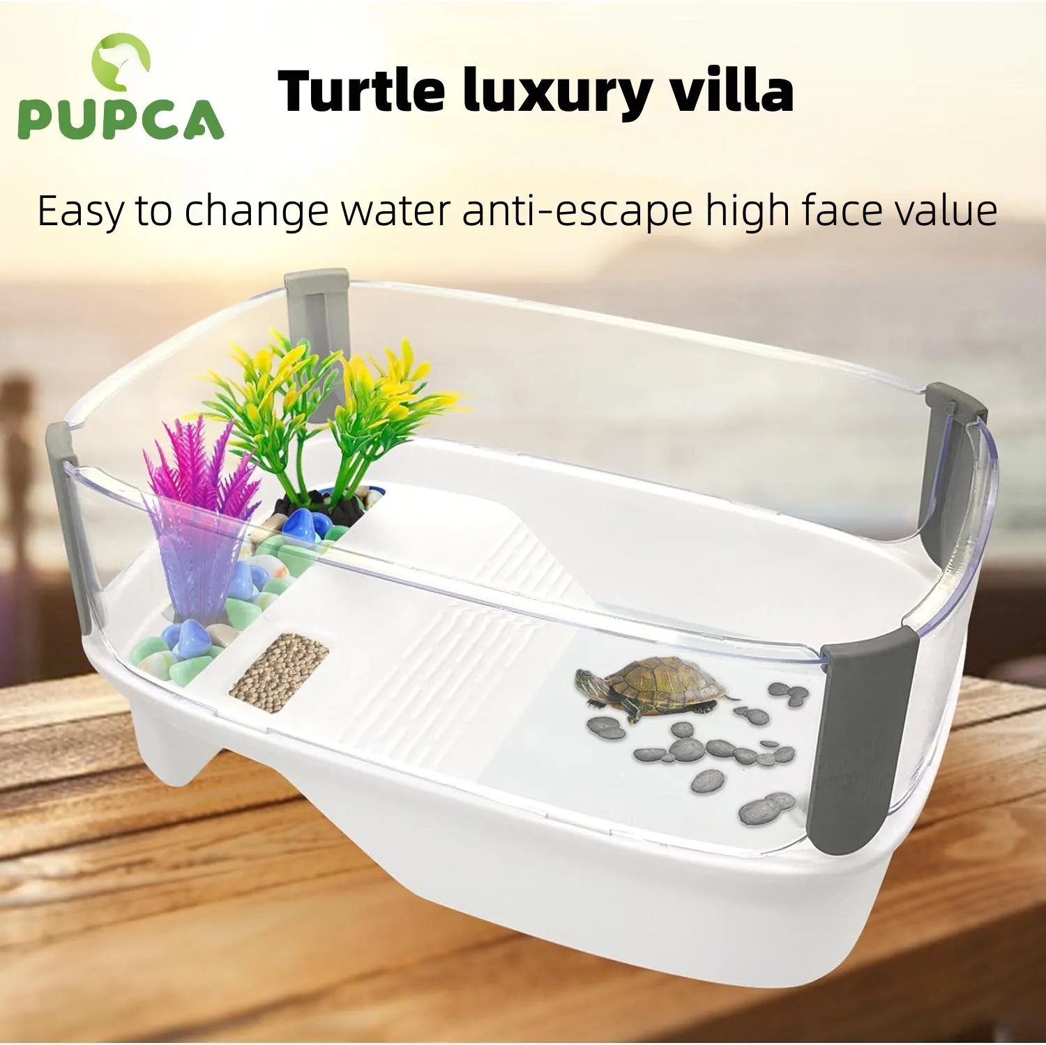 Plastic-Transparency-Turtle-Tank-House-With-Areas-To-Breed-Feed-Swim ...