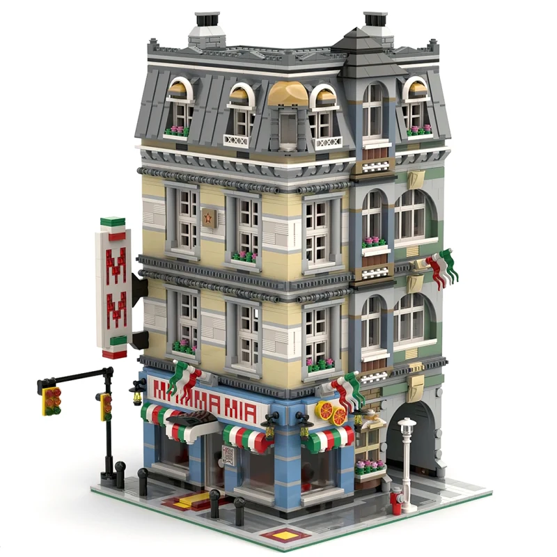 MOC-small-grain-building-block-creative-pizza-shop-building-scene ...
