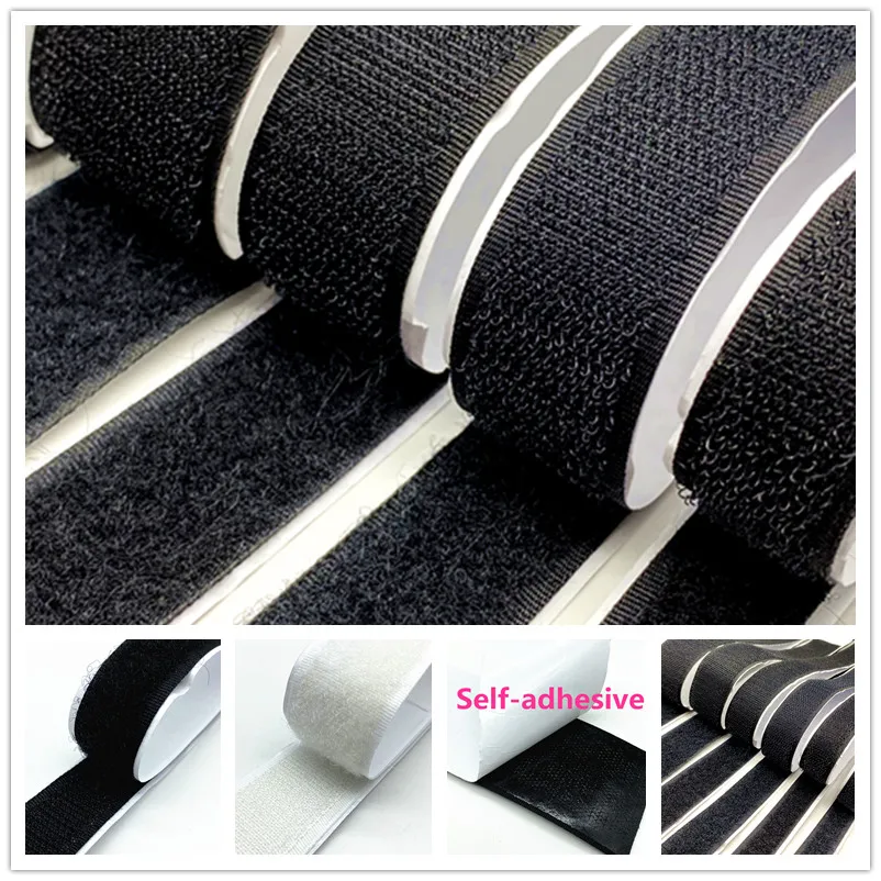 A-Pair-1-yard-15mm-50mm-Black-White-Self-Adhesive-Fastener-Tape-Hook ...