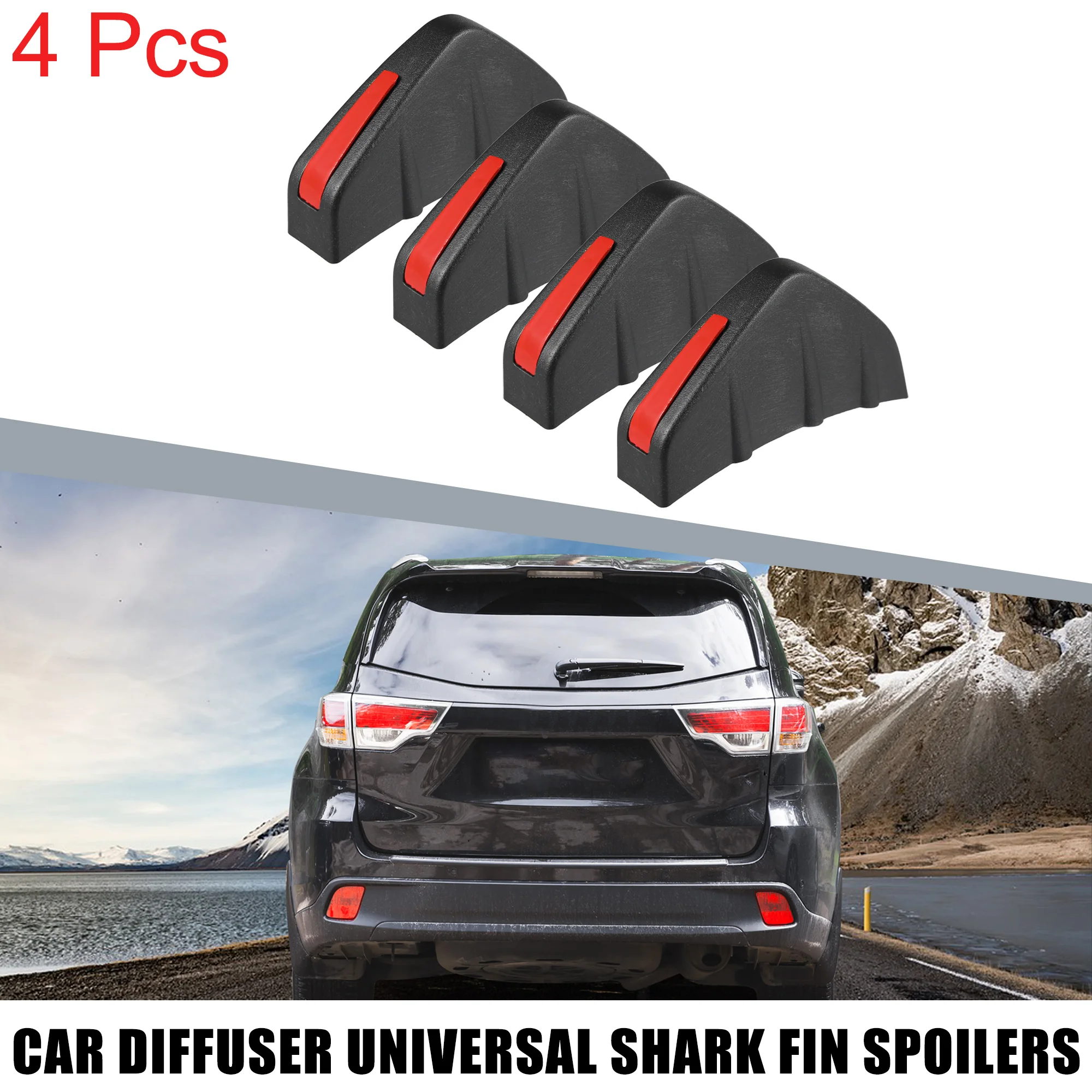 UXCELL-4pcs-Car-Diffuser-Universal-Shark-Fin-Spoilers-Rear-Spoiler-Wing ...