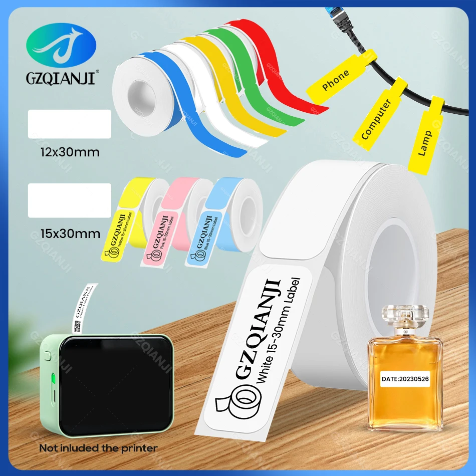 3-5-Rolls-P15-Label-Paper-Rolls-Sticker-15-30mm-White-Label-12-30mm ...