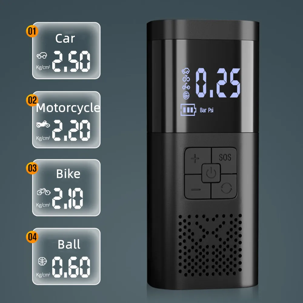 Portable Tyre Inflator + Fast Charger, Car, Motorcycle, Bicycle ball ...