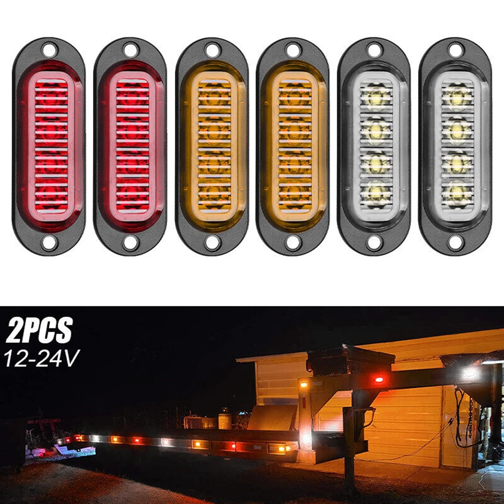 2PCS-Side-Lights-4LED-Trailer-Truck-Side-Marker-Lights-4-LED-Clearance ...