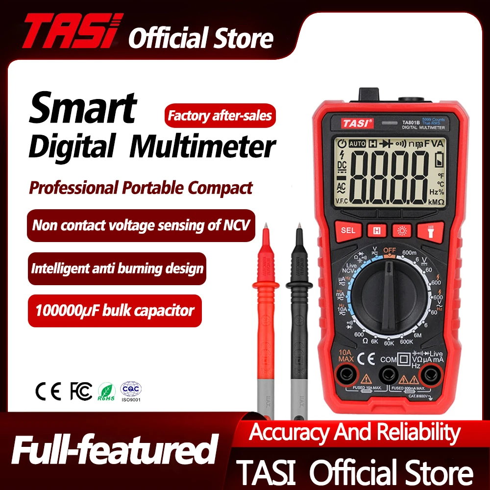 TASI-TA801A-B-C-D-Digital-Multimeter-Mini-Smart-Ture-Rms-Ac-Dc-Ncv-Auto ...