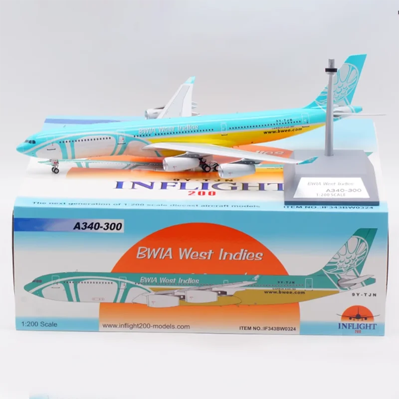 Inflight-Diecast-1-200-Scale-BWlA-West-Indies-A340-300-9Y-TJN-Aircraft ...