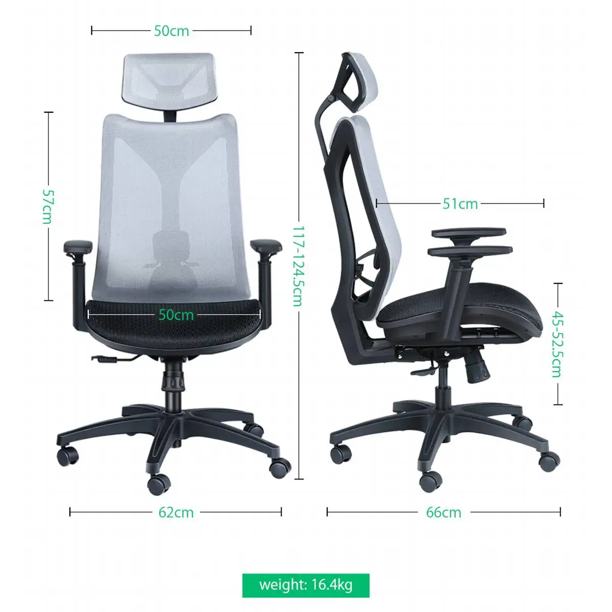 Adjustable Office Chair Ergonomic Executive Office Chair Fabric Mesh ...