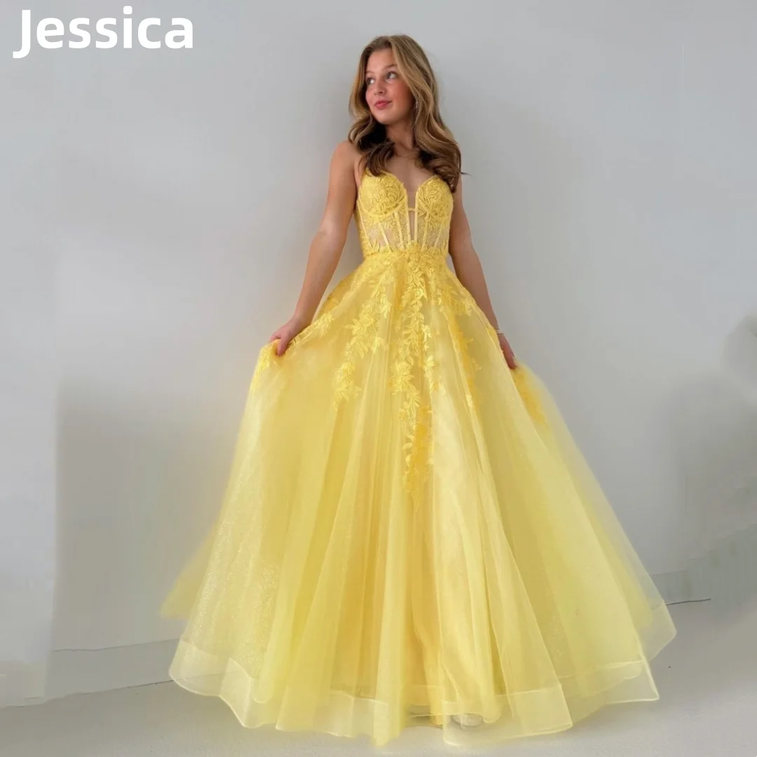 Jessica-Embroidery-Appliqu-Prom-Dresses-Yellow-Tulle-Princess-Prom ...