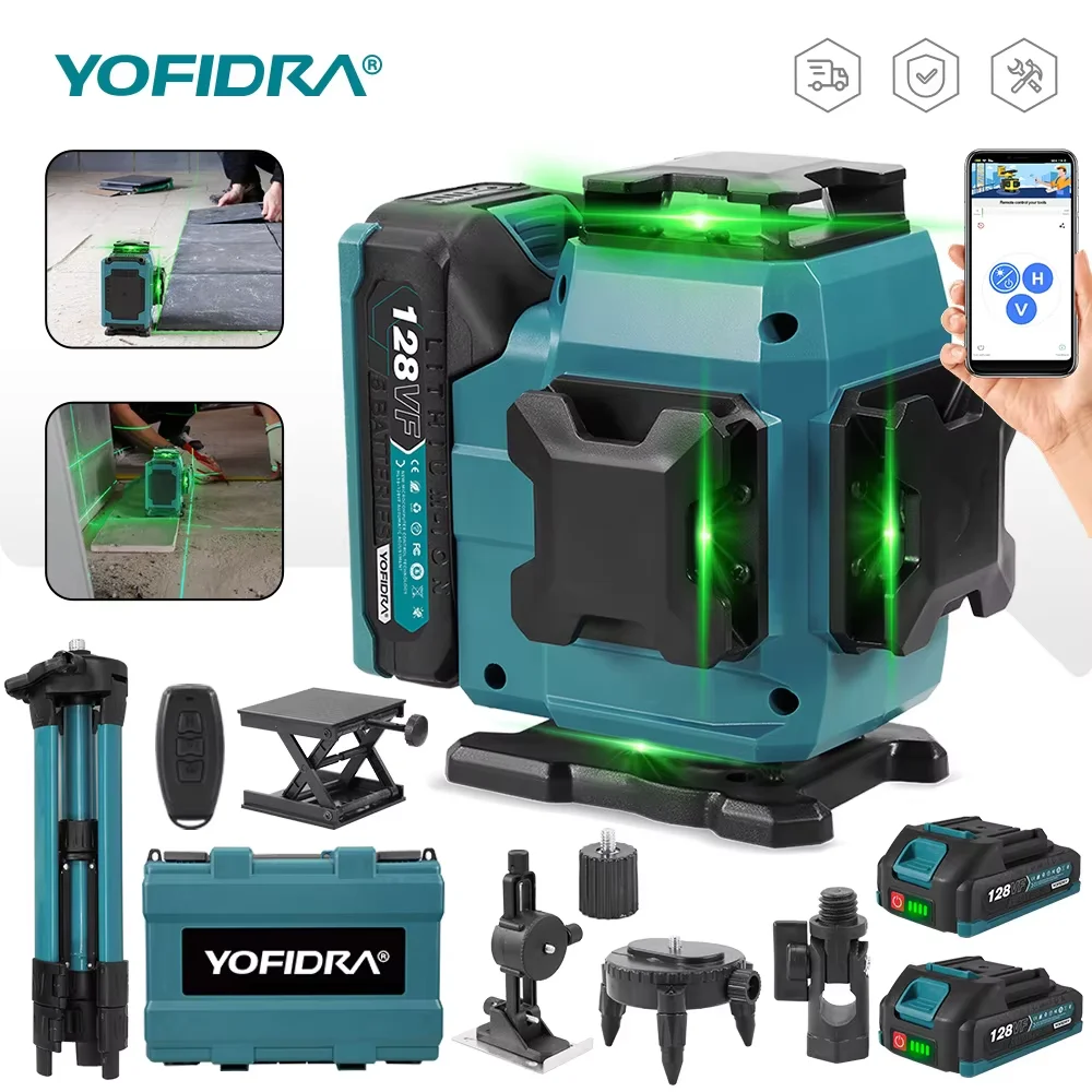YOFIDRA 16 Lines 4D Laser Level 360° Self-Leveling Powerful Green Beam ...
