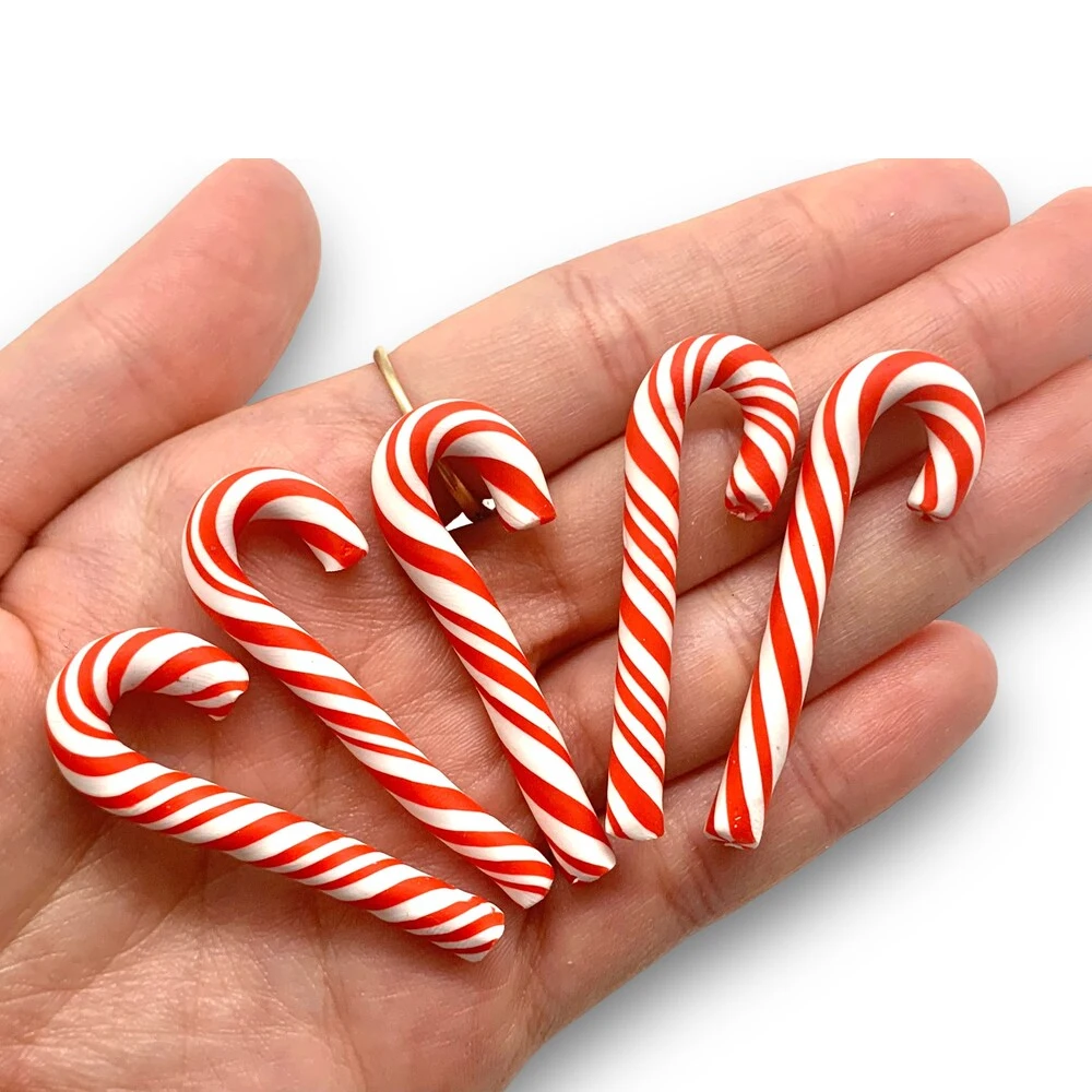 5/10pcs Cute Clay Candy Canes Miniature, Mini Fake Bakes Foods, Kawaii ...