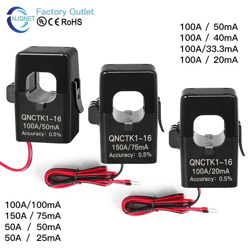 Clamp ct current transformer QNCTK1-16 100A 50mA 50A 25mA 100A 40mA 50A ...