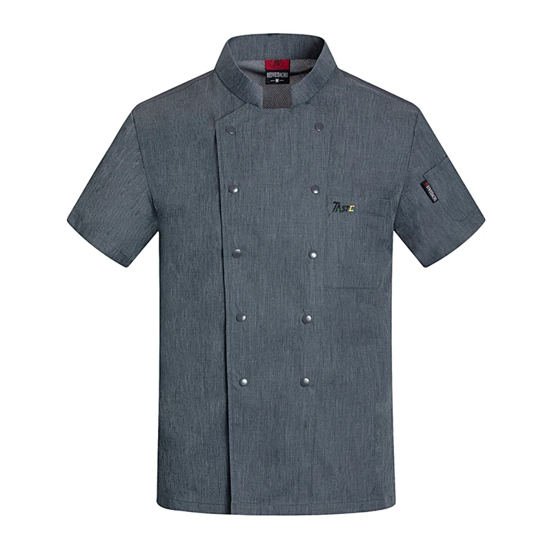 Men black Chef Jacket Summer Chef Coat Short Sleeve Apron Head Chef ...