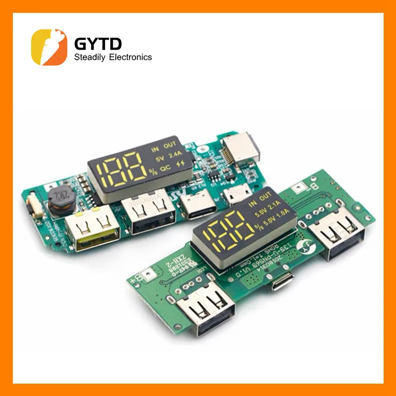 Lithium Battery Charger Board LED Dual USB 5V 2.4A Micro/Type-C USB ...