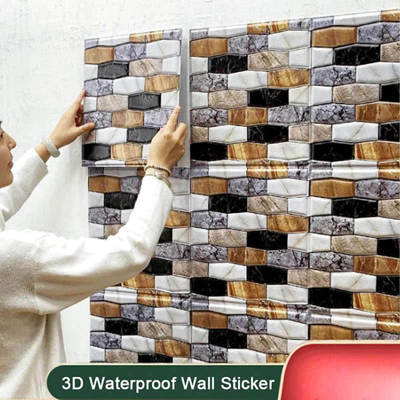 1PC-3D-Self-adhesive-Waterproof-Brick-Shape-Wall-Sticker-Bathroom-Home ...