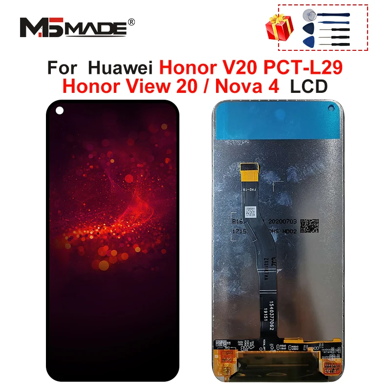 6.4 "para huawei nova 4 lcd VCE AL00 VCE TL00 display honra v20 digitador da tela de toque ver ...