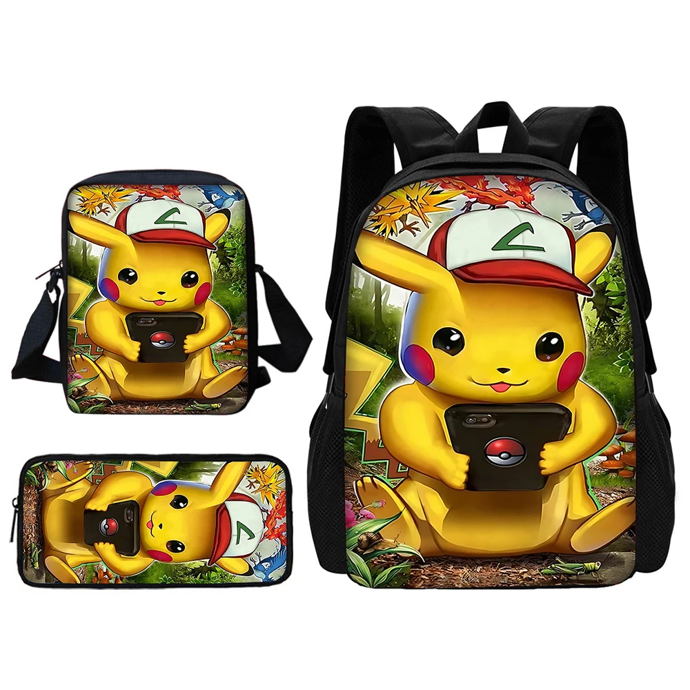 3-pcs-set-Cartoon-P-pokemons-pikachus-School-Bag-For-Boy-Girls-with ...