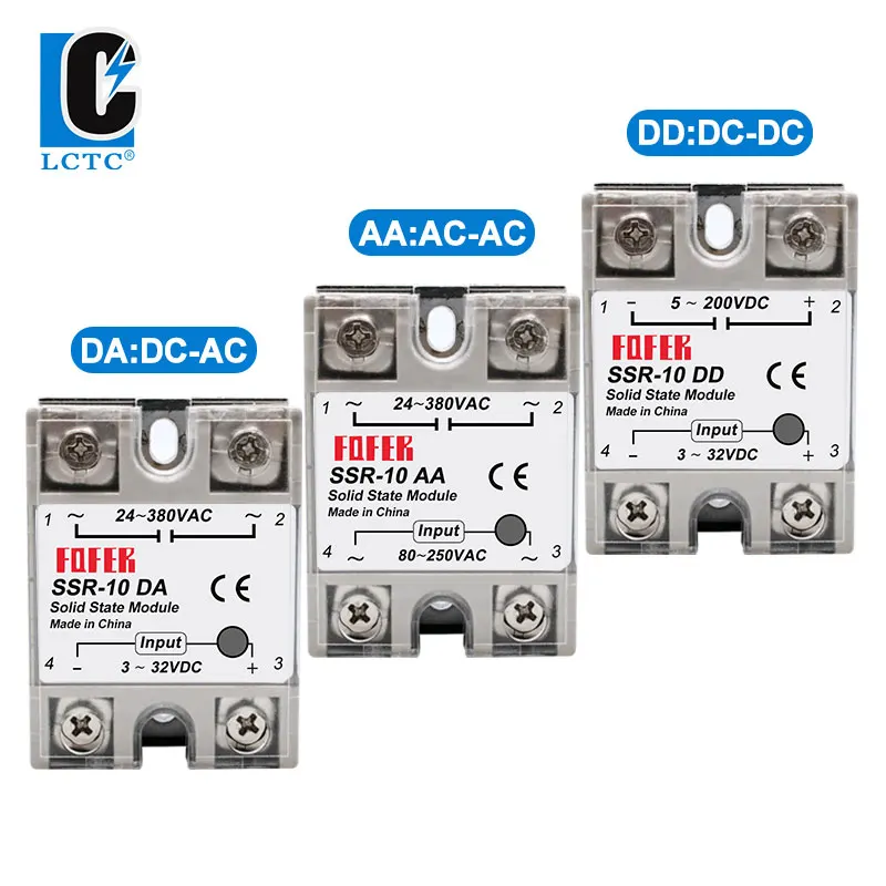 10PCS SSR-DA/AA/DD 10A 25A 40A 50A 60A 80A 100A Single Phase Solid ...