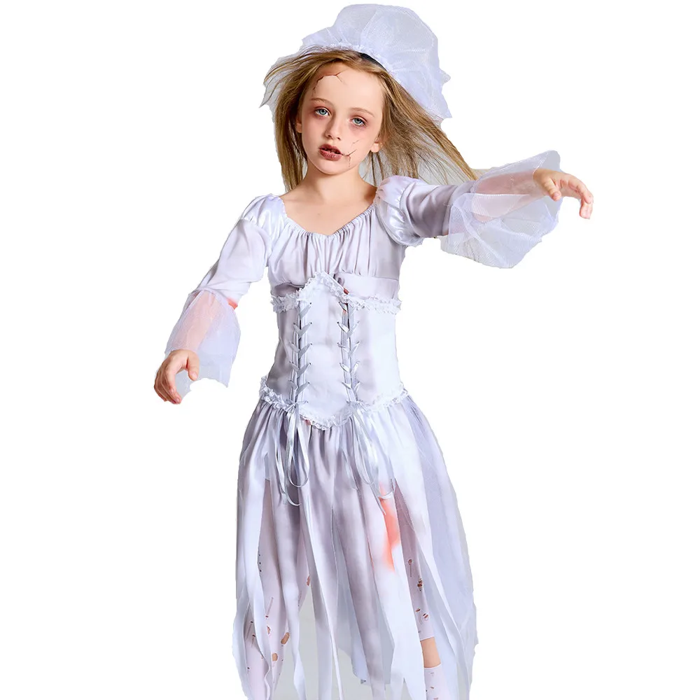 Girls-Halloween-Bloody-Corpse-Bride-Costumes-Children-Kids-Walking-Dead ...