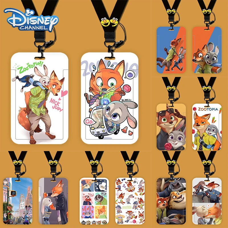 Disney-Zootopia-Lanyard-Cartoon-Judy-Hopps-Nick-Wilde-Card-Holder ...