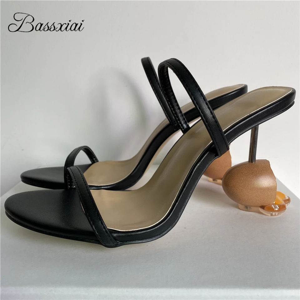Unique-Egg-Shaped-Strange-Heel-Sandals-Women-Luxury-Genuine-Leather ...