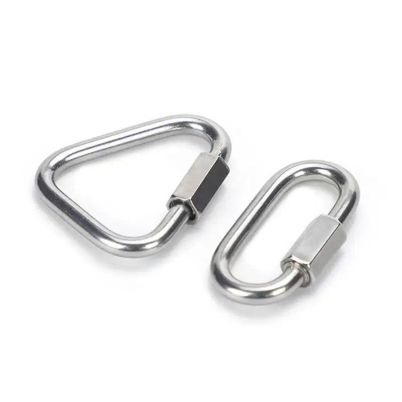 Stainless-Steel-Oval-Triangle-Carabiner-Connecting-Ring-Meilong-Lock ...