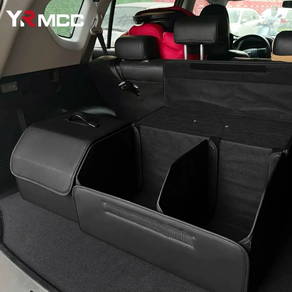 Car Folding Storage Box Fixed Sticker PU Leather Large Capacity Auto ...